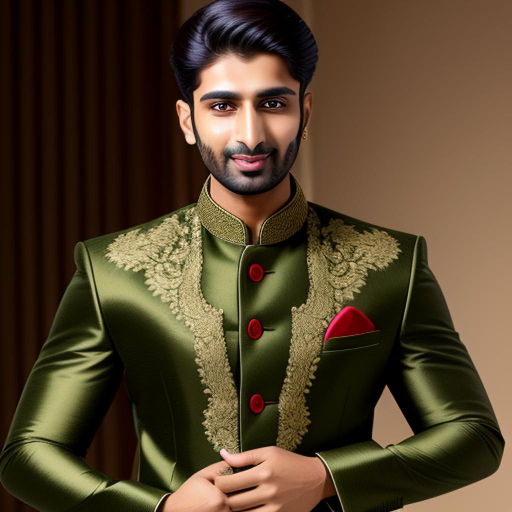 Olive Green Sherwani 1